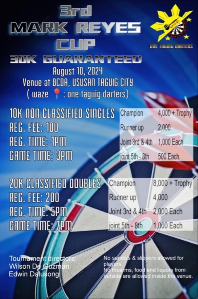 30k 3rd Mark Reyes Cup Darts Tournament – PinoyDarts